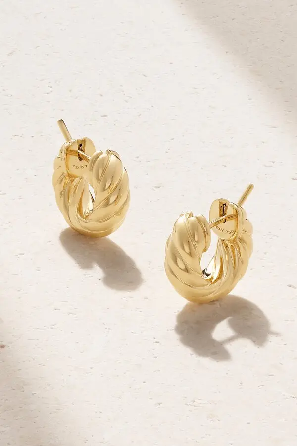 David Yurman Sculpted Cable Hoop Earrings - Gold