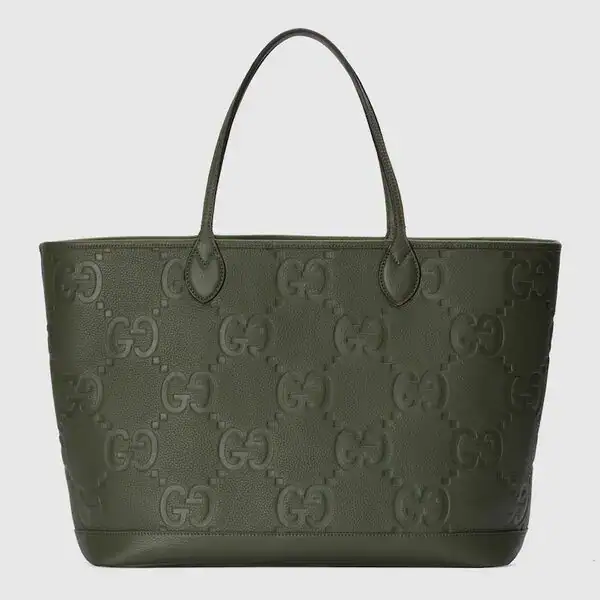 Gucci Jumbo Gg Large Tote Bag Green Editorialist