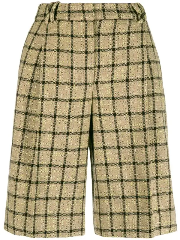 GANNI Checked High-waisted Suit Shorts