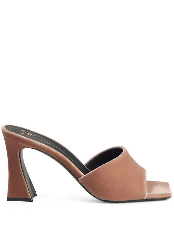 GIUSEPPE ZANOTTI 85mm Solhene Velvet Sandals - Brown
