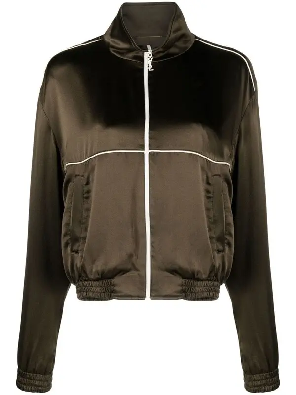 Saint Laurent High-neck Silk Track Jacket