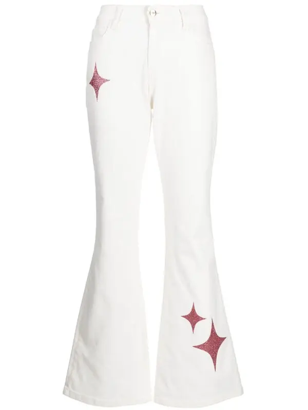 MADISON.MAISON Star-print Flared Jeans - White