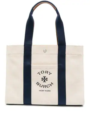 Tory Burch Tory Logo-Print Canvas Tote Bag - Neutrals | Editorialist