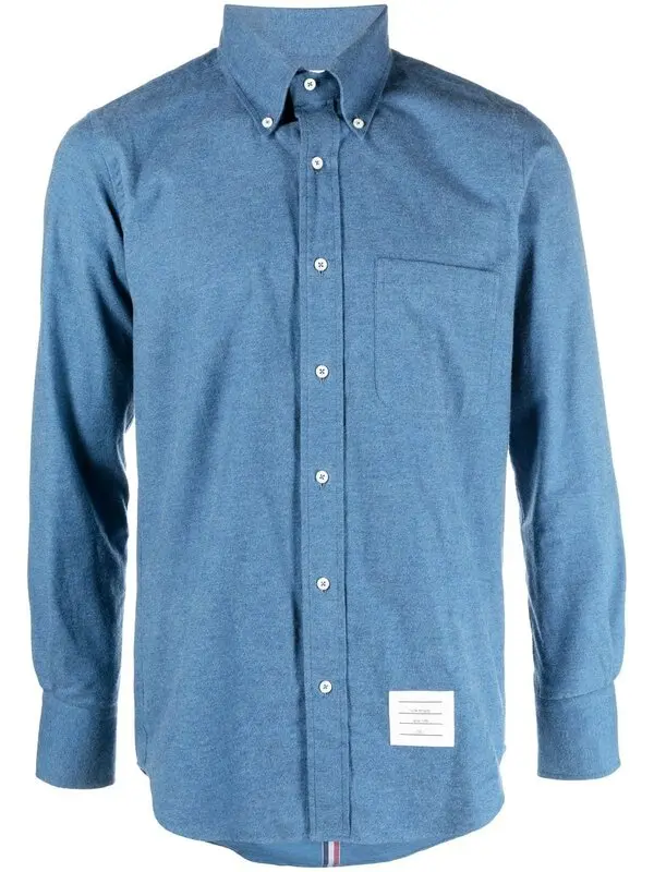 Thom Browne Logo-patch Denim Shirt - Blue