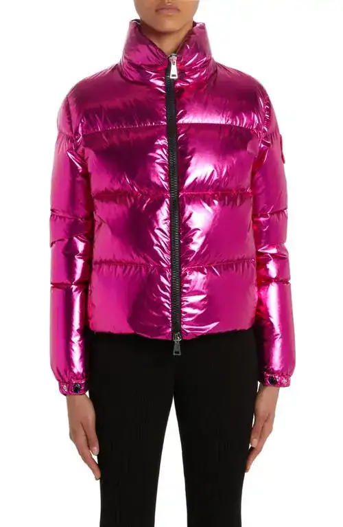 Moncler Meuse Laminated Nylon Down Jacket Fuchsia Editorialist