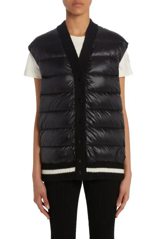 Moncler Quilted Down And Rib Knit Vest