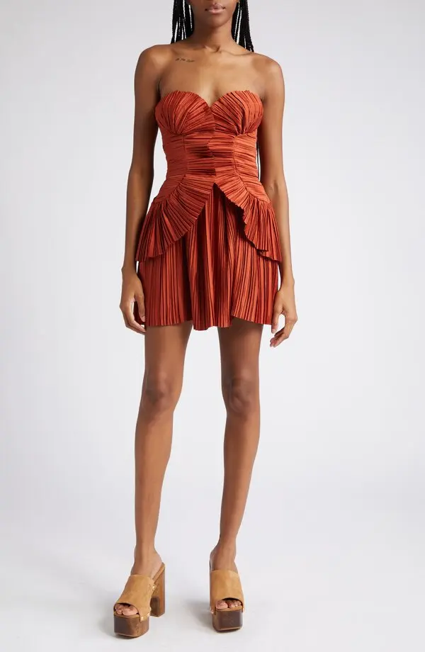 Buy Cult Gaia Charlique Pleat Strapless Dress - Tannin At 60% Off ...