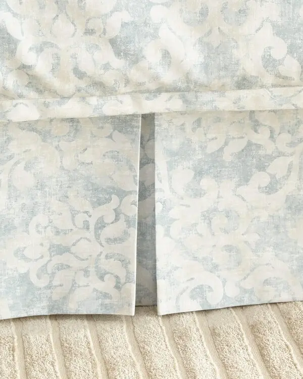 LILI ALESSANDRA Milan Tailored Bed Skirt Spa Faded Damask Venetian Linen 3/22 X 86