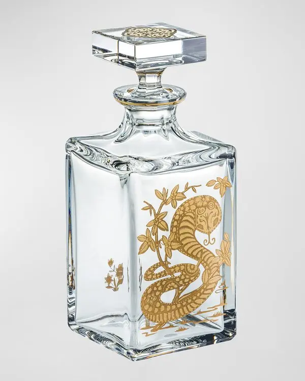 VISTA ALEGRE Whiskey Decanter With Golden Snake - No Color