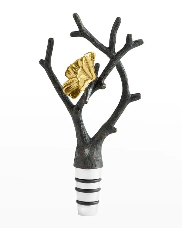 Michael Aram Butterfly Ginkgo Bottle Stopper - Silver