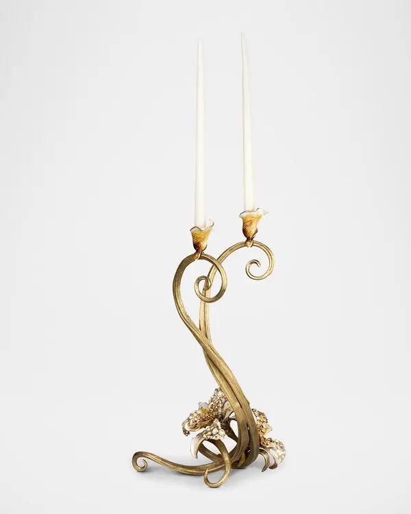 JAY STRONGWATER Orchid Double Candlestick