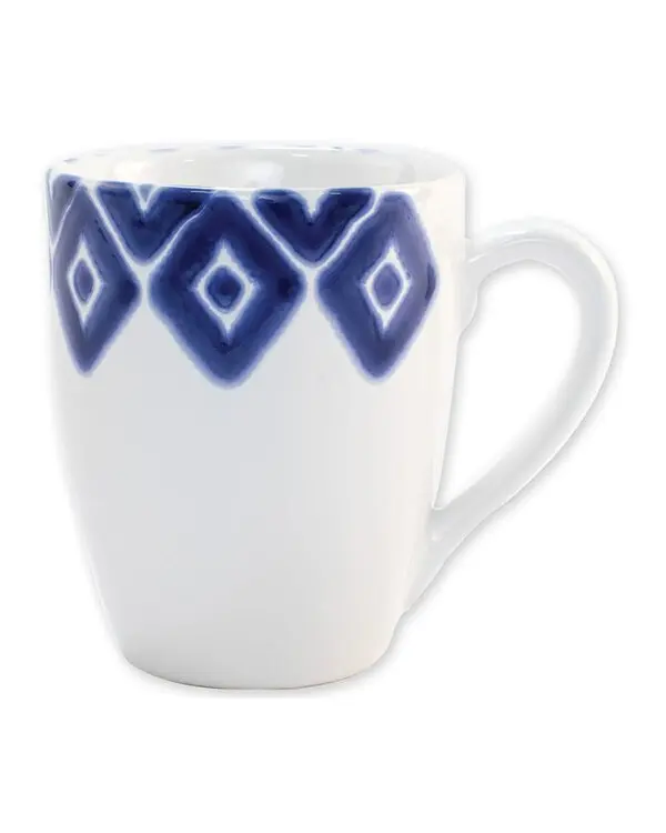 VIETRI Santorini Diamond Mug, 12 Oz - Blue/white