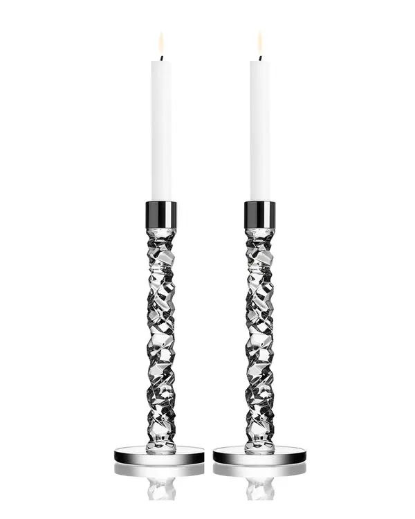ORREFORS Carat Large Candlesticks, Set Of 2 - One-color