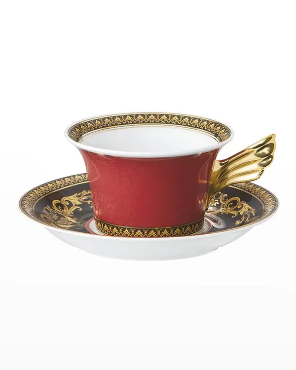 Versace Medusa Red Tea Cup & Saucer - One-color