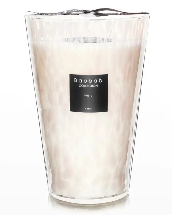 BAOBAB COLLECTION White Pearls Scented Candle, 13.8 - White/pink