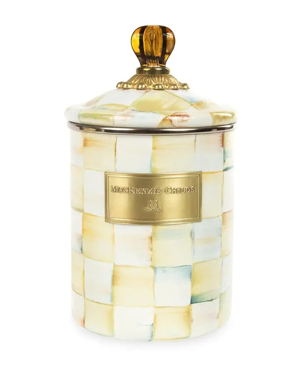MACKENZIE-CHILDS Parchment Check Medium Canister - One-color