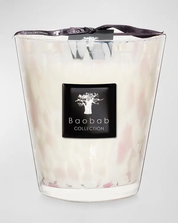 BAOBAB COLLECTION White Pearls Candle, 6.3 - White/pink