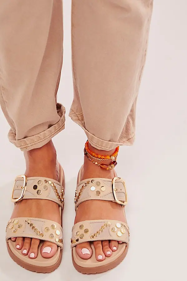 Free People Revelry Studded Sandals - Plaster