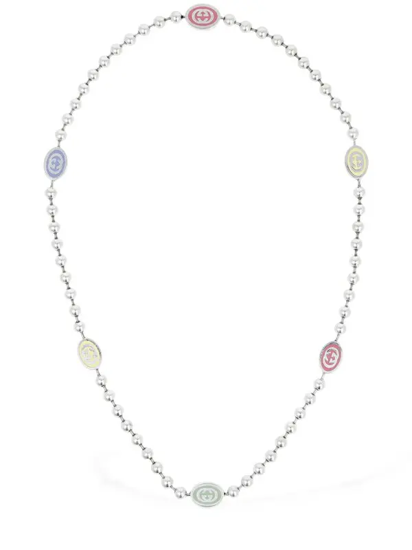 Gucci Logo Silver Bead Necklace - Silver,multi | Editorialist