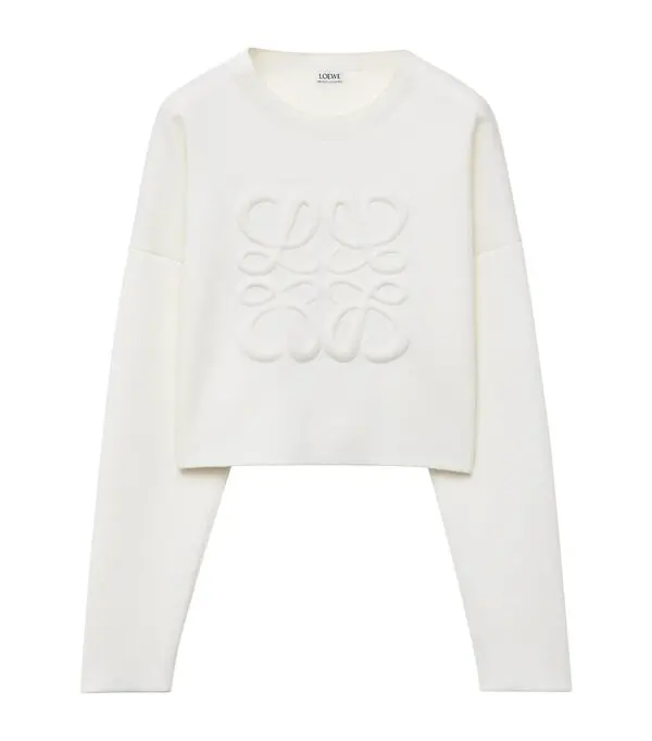 Loewe Cropped Anagram Sweater - White