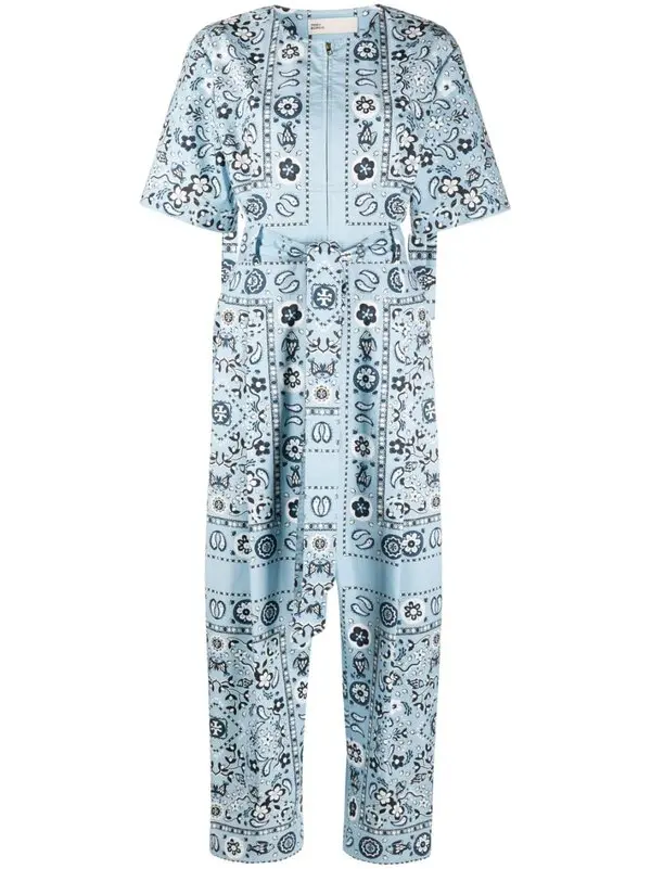Tory Burch Pisces Dream-print Cotton Jumpsuit