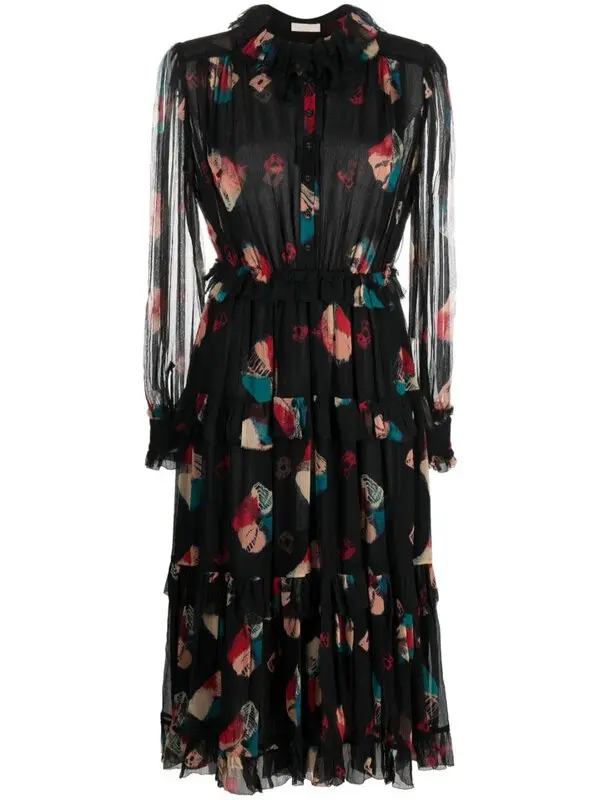 Ulla Johnson Reina Chiffon Midi Dress - Black