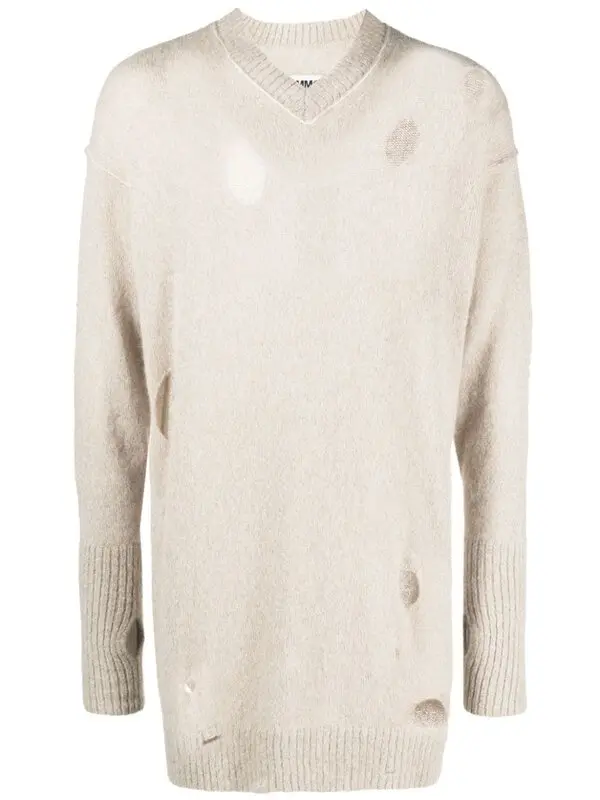 MAISON MARGIELA Distressed-effect Knitted Jumper - Neutrals