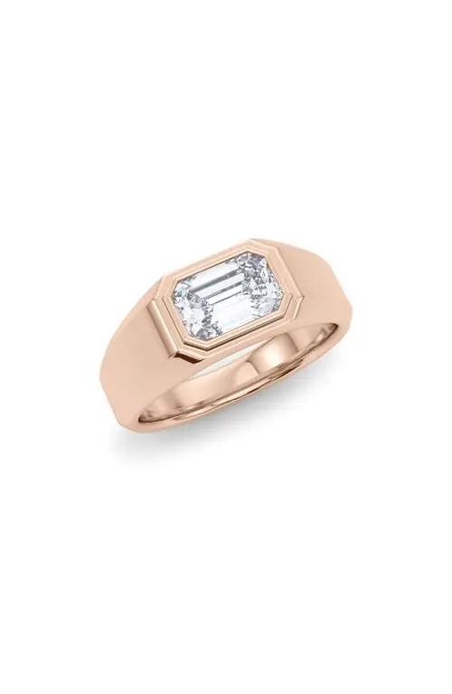 HAUTECARAT Emerald Cut Lab Created Diamond Signet Ring - 2.50 Ctw 18k Rose Gold