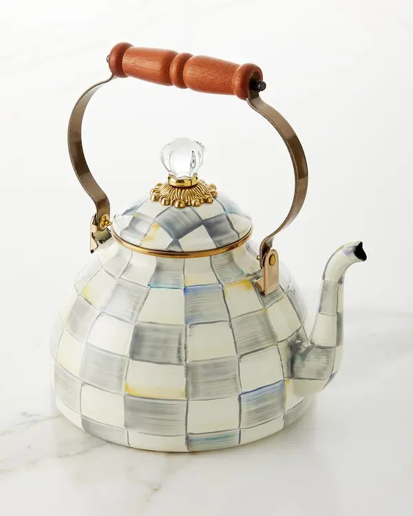 MACKENZIE-CHILDS Sterling Check Tea Kettle, 3qt