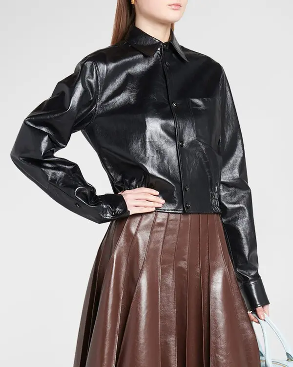 Bottega Veneta Nappa Leather Short Jacket - Nero