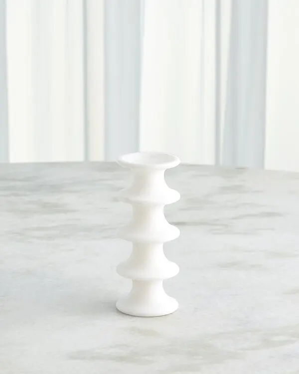 GLOBAL VIEWS Ridge Candlestick Holder, Small - White