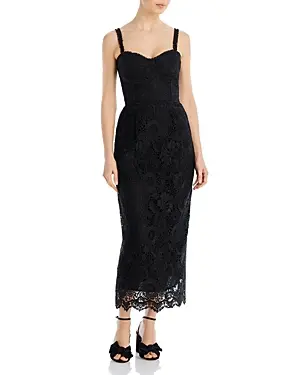 Sabina Musayev Nicolette Embroidered Lace Midi Dress In Black - 60% Off |  Editorialist