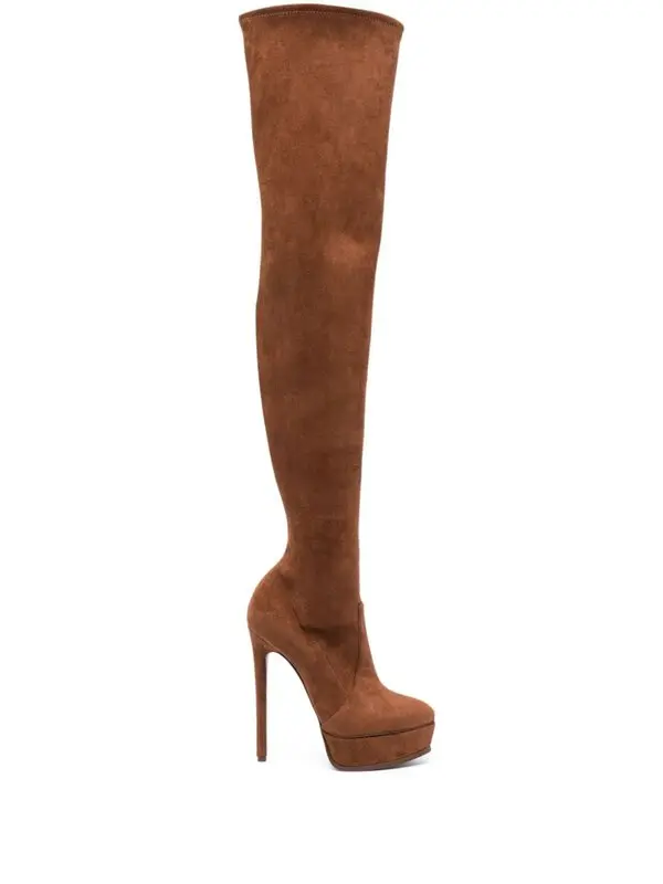 Casadei Flora 140mm Above-knee Platform Boots - Brown