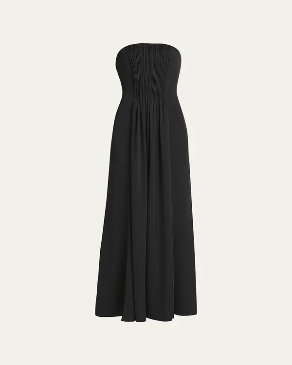 Giorgio Armani Strapless Plisse Gown - Solid Black
