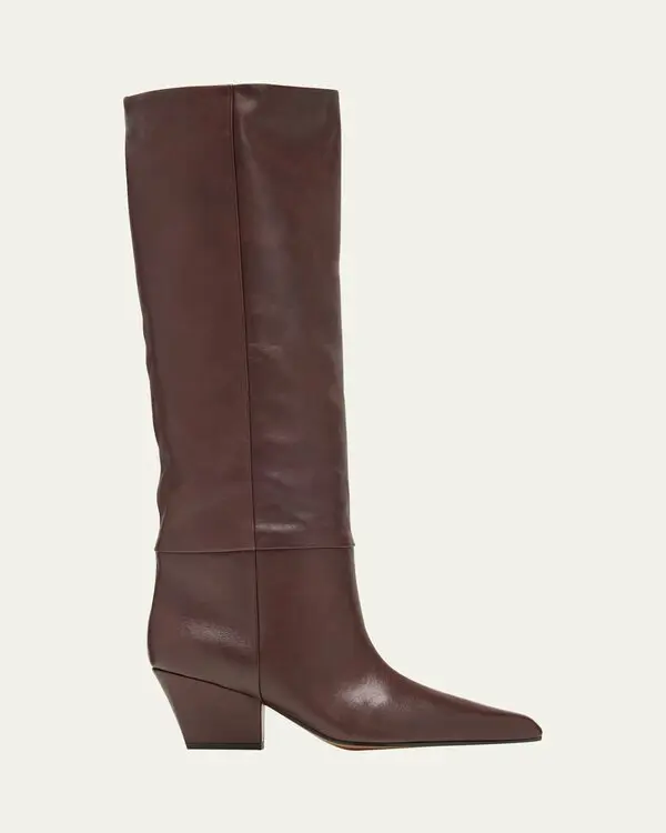 Paris Texas Jane Leather Knee Boots - Mocha