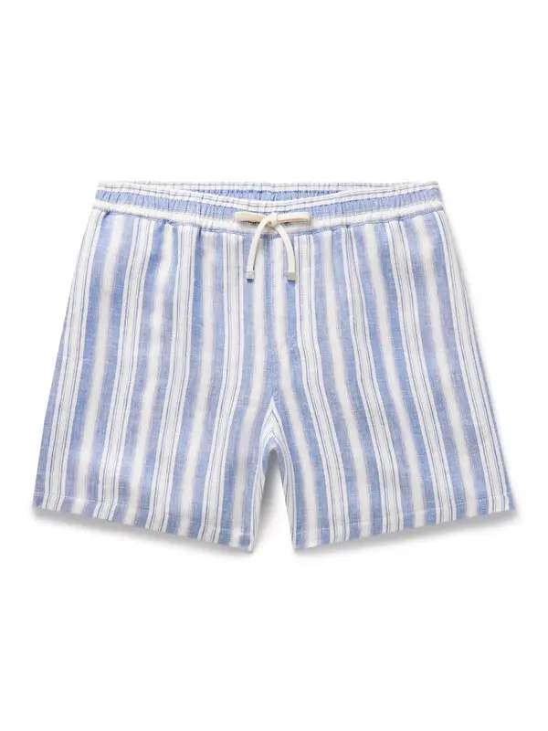 Loro Piana Striped Linen Bermuda Shorts - Blue
