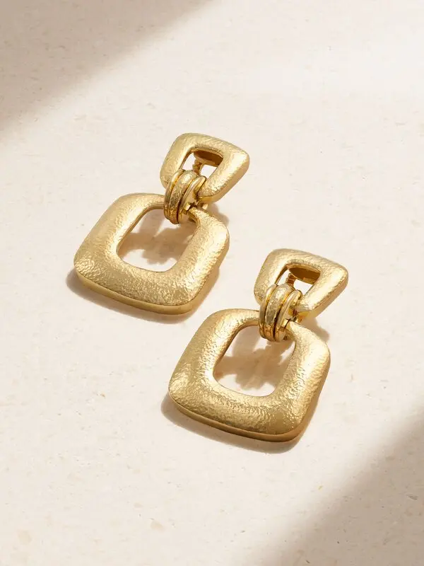 David Webb Retro Hoop 18-karat Clip Earrings