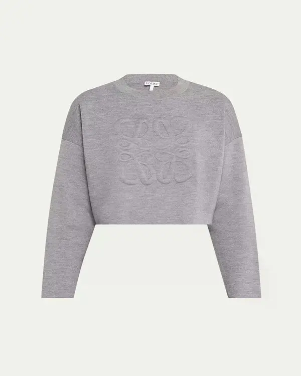 Loewe Short Sweater With Anagram Detail - Light Grey