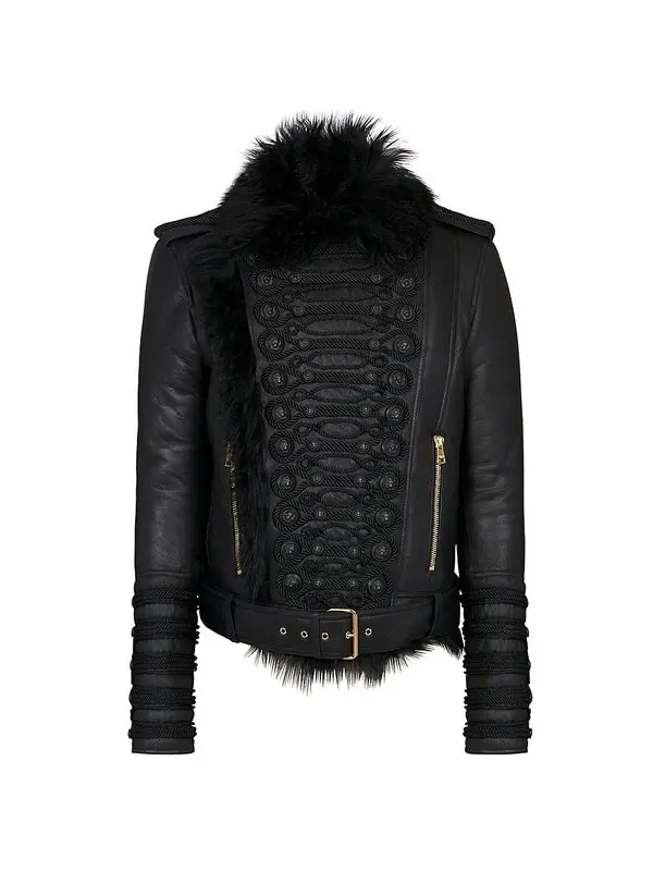 Buy Balmain Brandebourg Shearling Leather Jacket - Black At 57% Off ...