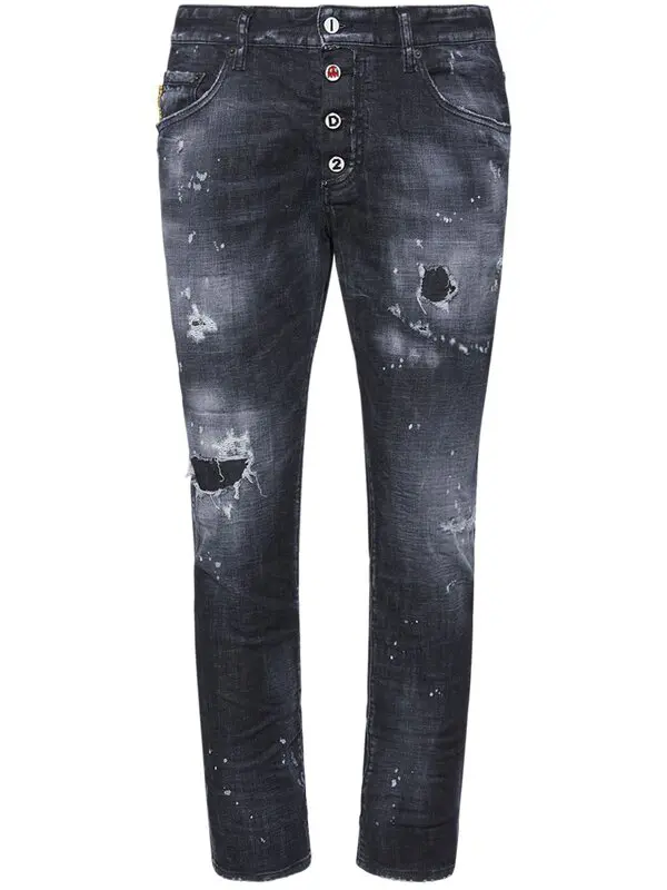 Dsquared2 Pac-Man Cotton Denim Skater Jeans In Black - 75% Off 