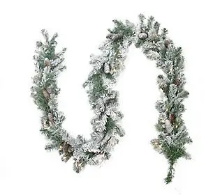 NORTHLIGHT 9' X 8' Flocked Victoria Pine Garlan D