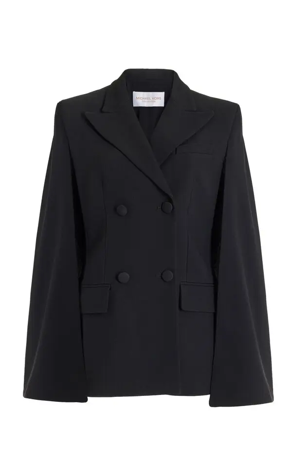 Michael Kors Cape Double-breasted Blazer Jacket Us 4 - Black | Editorialist