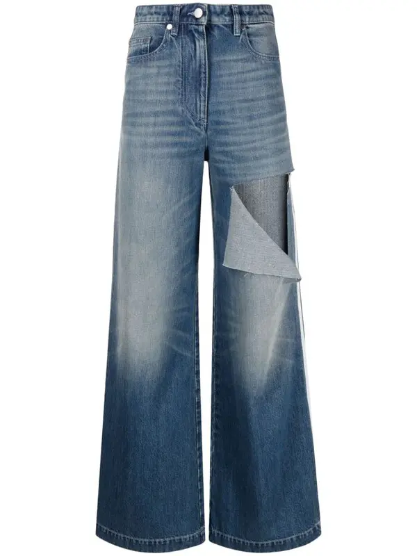 PETER DO Ripped Wide-leg Jeans - Blue