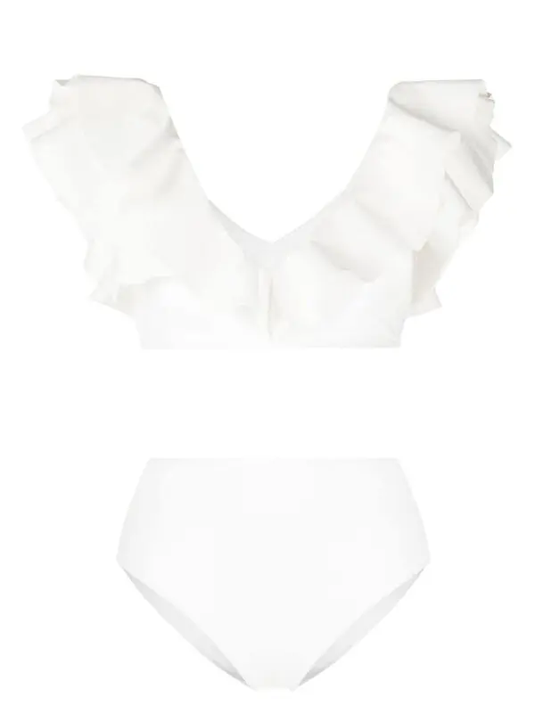 MAYGEL CORONEL Mila Ruffle-detail Bikini - White | Editorialist