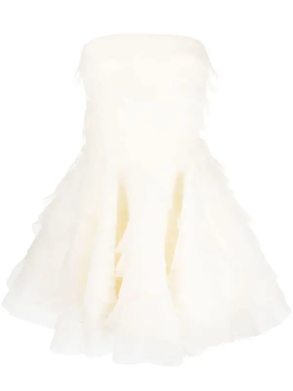 ANA RADU Ruffled Organza Minidress - Neutrals