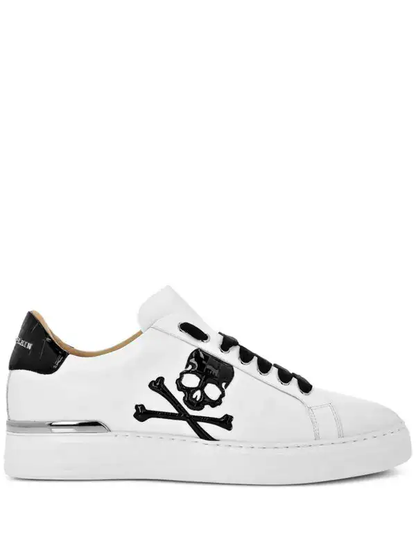 Philipp Plein Skull & Bones Low-Top Sneakers In White - 60 