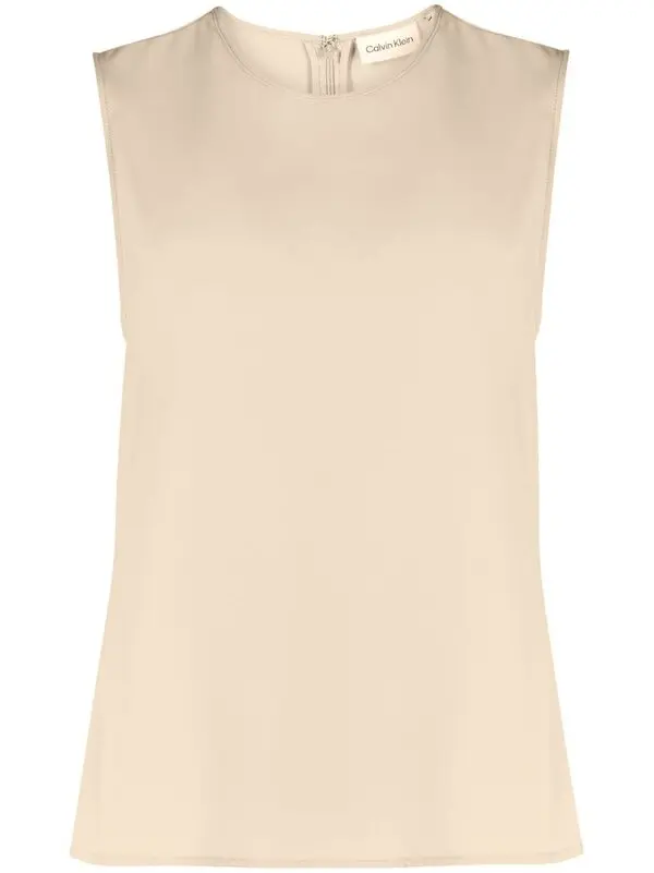 Calvin Klein Sleeveless Crêpe Top - Neutrals
