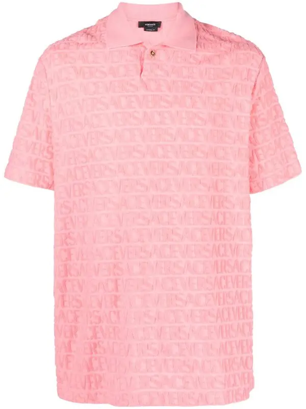 Versace Cotton Jacquard Polo Shirt In Pink 30% Off Editorialist
