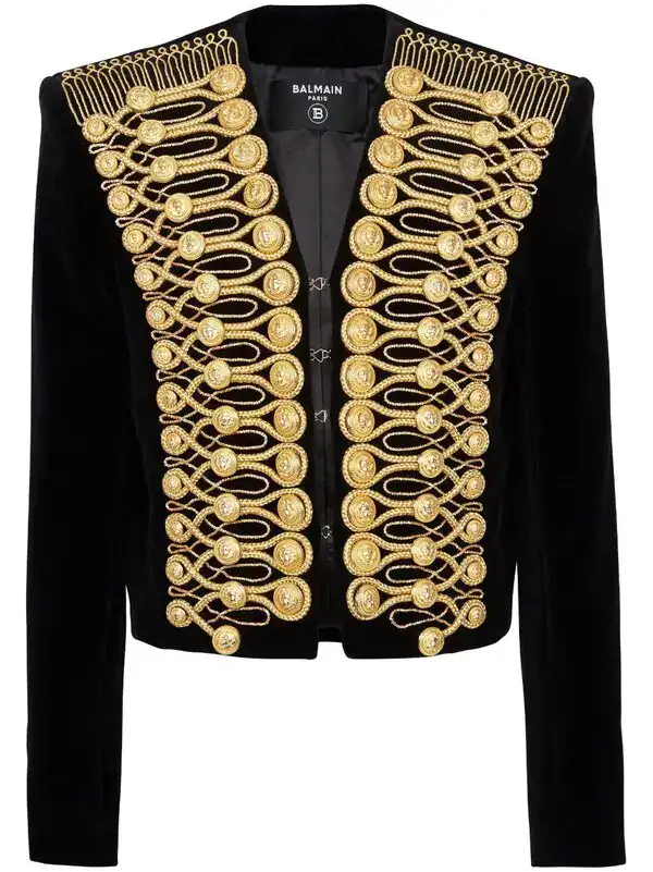 Balmain Embroidered Velvet Jacket In Black 40% Off Editorialist