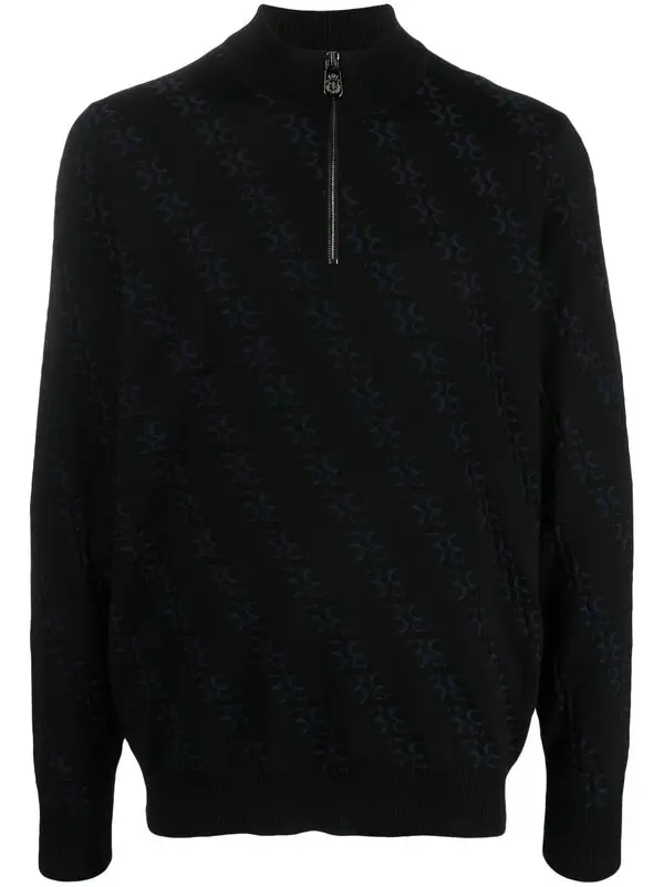 BILLIONAIRE Monogram-jacquard Knitted Jumper - Black